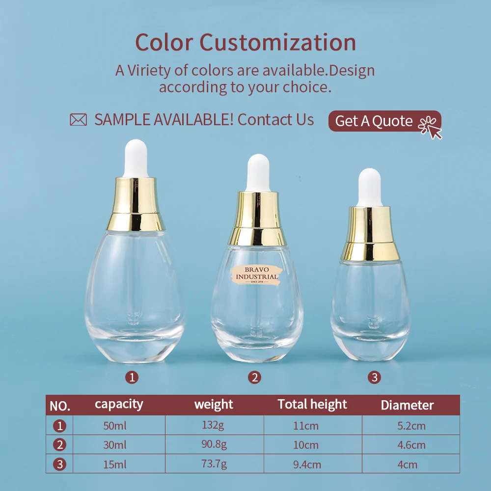 Luxury Glass Dropper Bottles 15/30/50 ml | Bravo Industrial