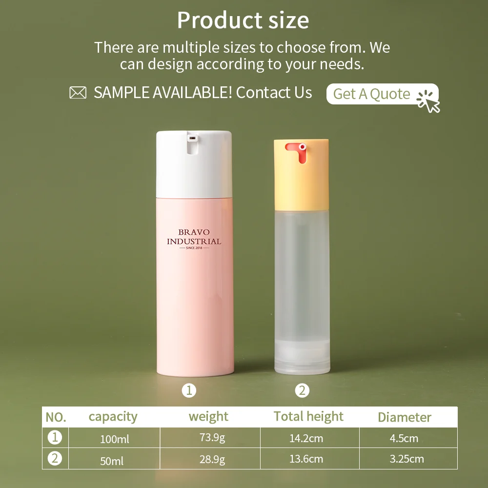 Custom Luxury Matte Airless Pump Bottles | Bravo Industrial
