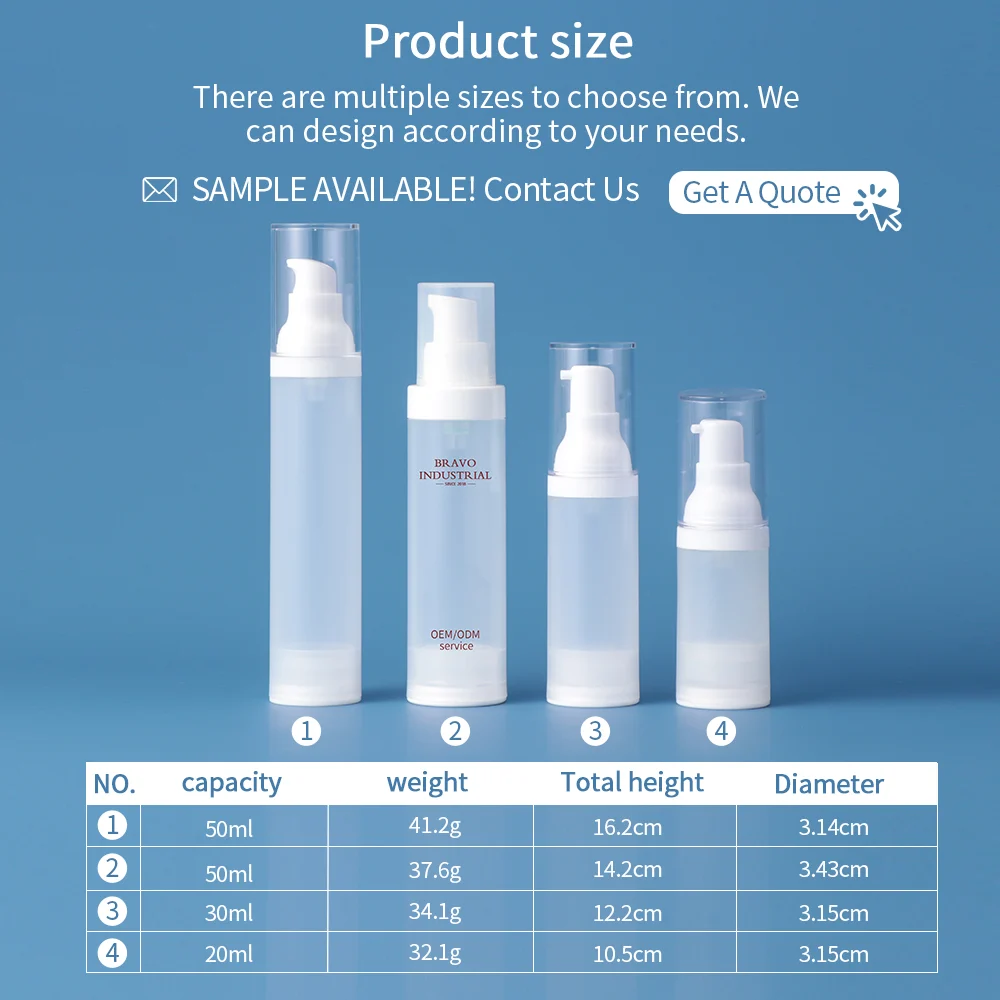 Custom Refillable Airless Skincare Bottle | Bravo Industrial